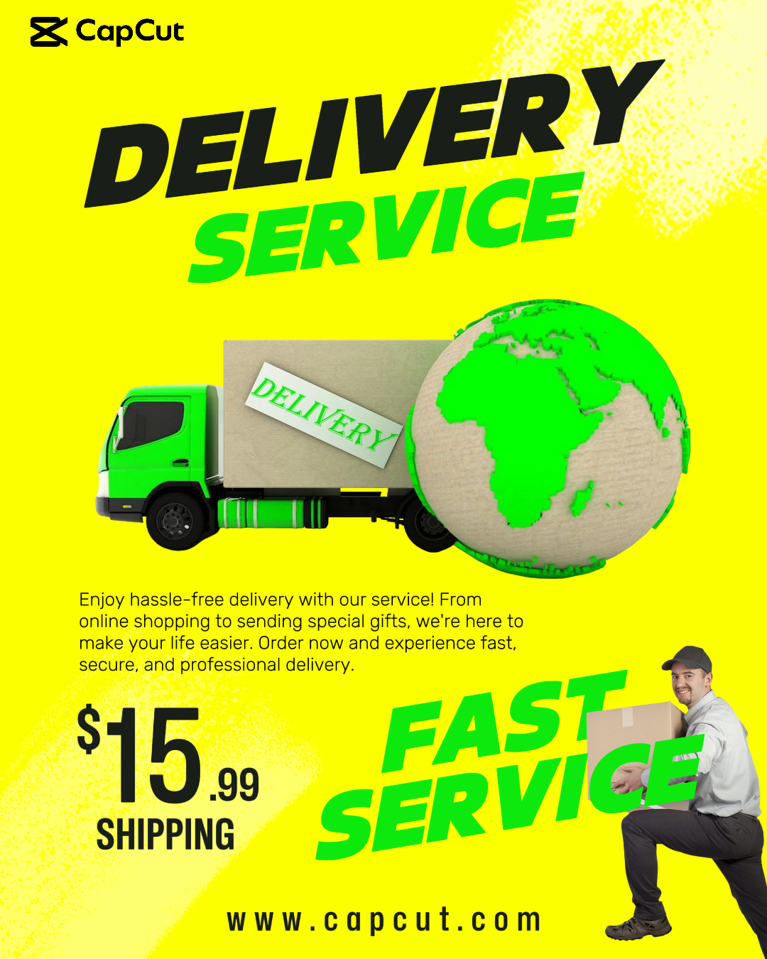 Delivery service instagram post yellow green color - Pippit