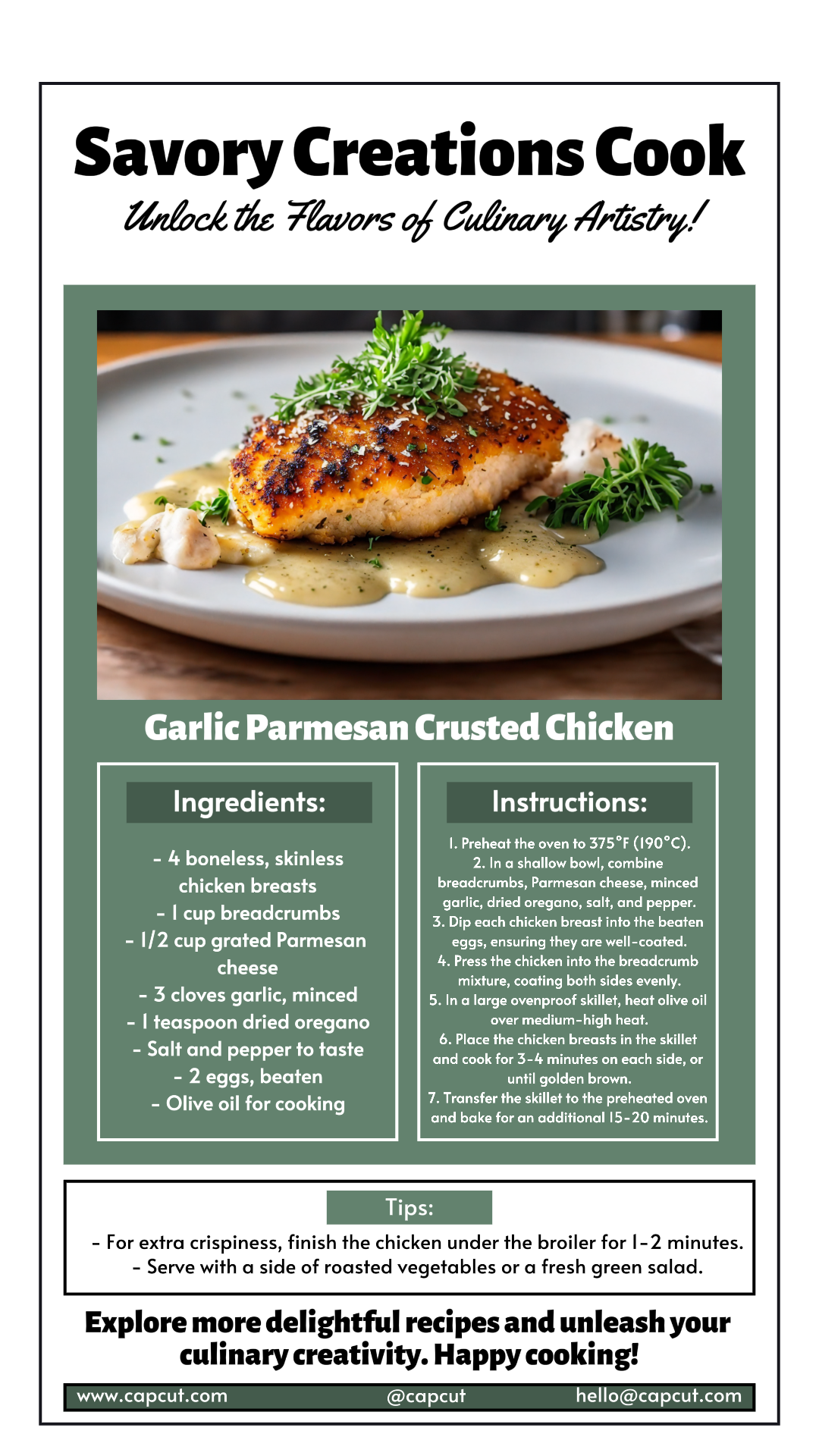 Food Product Display Savory Creations Cook Recipe Instagram Story - Pippit