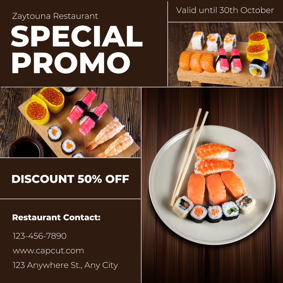 Sushi food menu with chocolate theme editable for Instagram Stories ...